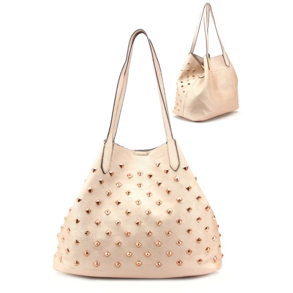 Handbag Copper Metal Studs Trend Fashion Woman Purse Bag Rose Gold ...